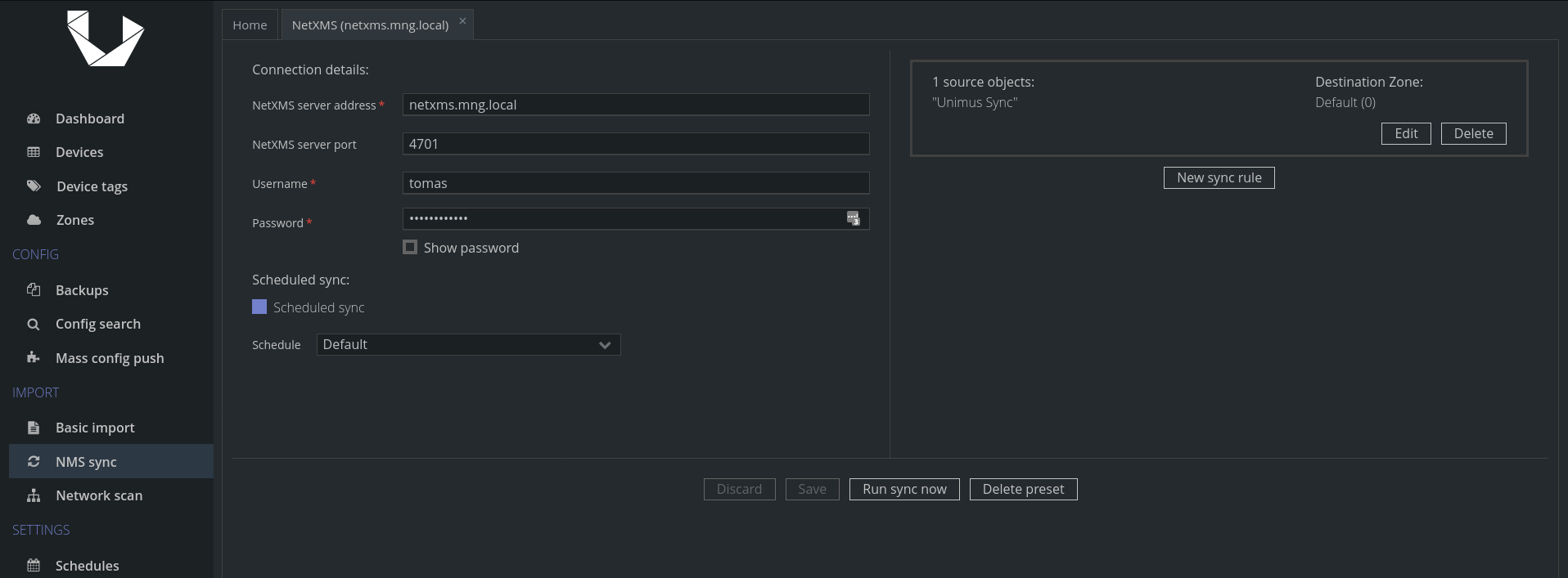Improvements to NMS Sync in Unimus 2.1.0